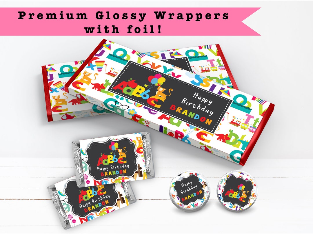 Abc 123 Fun Colorful Alphabet Letters Chalkboard PRINTED CANDY BAR ...