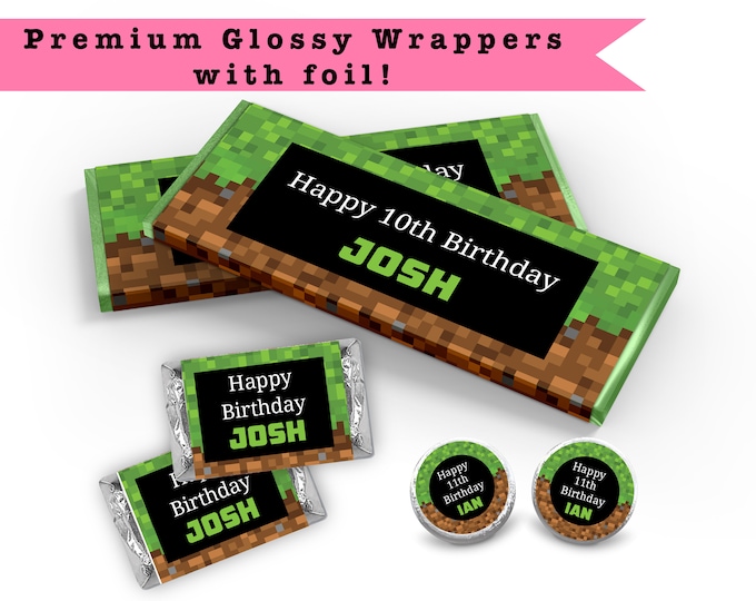 Chocolate Candy Bar Wrapper Green Pixel Video Gamer Theme Instant ...