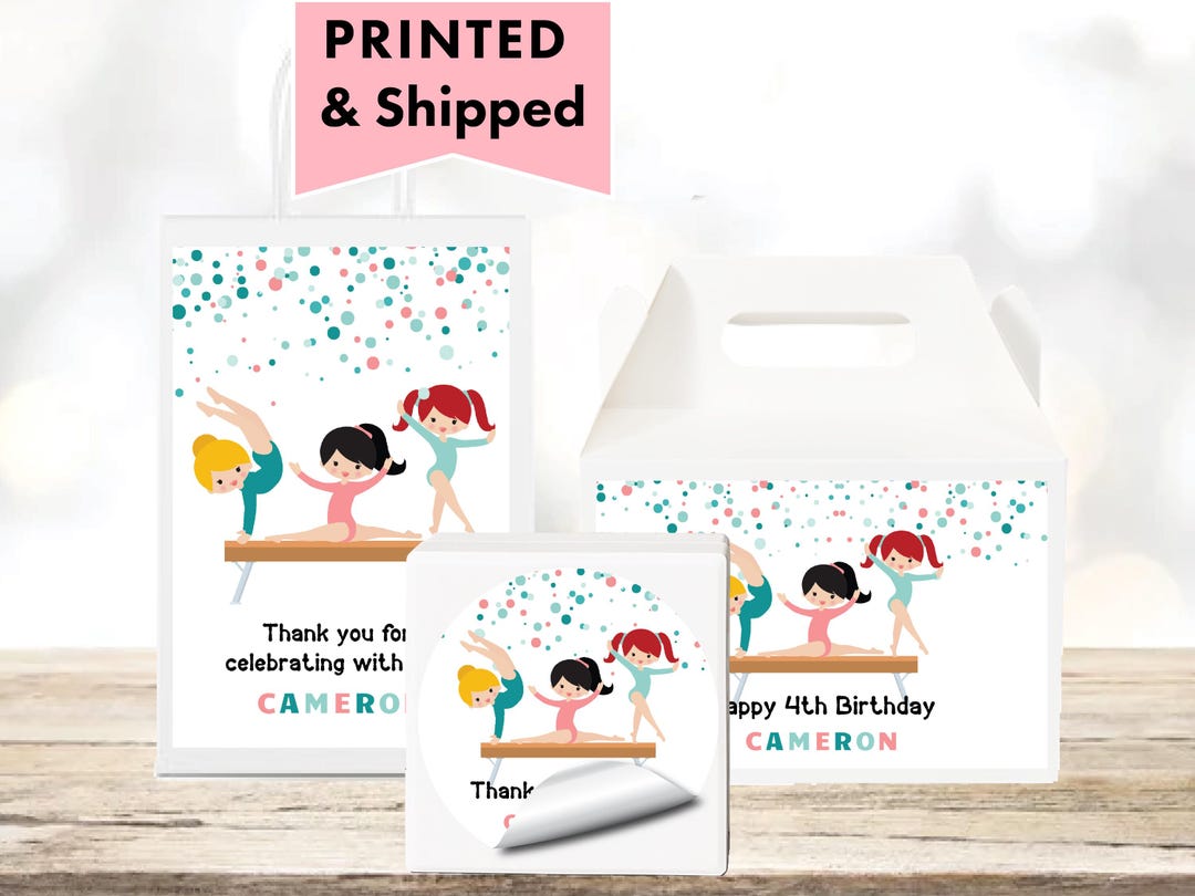 Girls Gymnastics Gym Gymnast Party Bright Colorful Confetti Cute Glossy ...