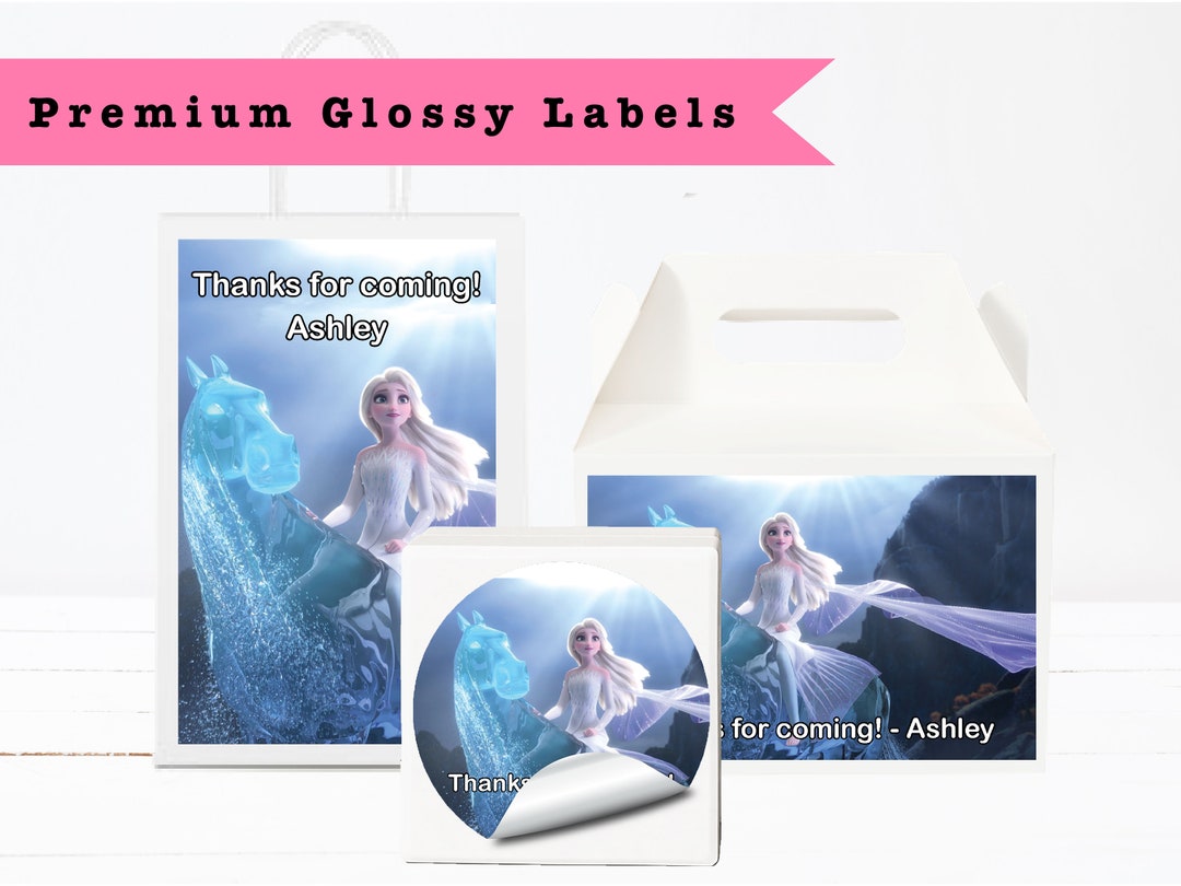 Elsa Water Horse Frozen 2 - PRINTED GLOSSY LABELS - for Party Favor ...