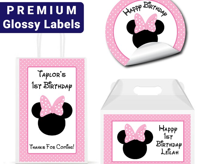 Mouse Head Mickey Inspired PRINTED GLOSSY LABELS for Party - Etsy