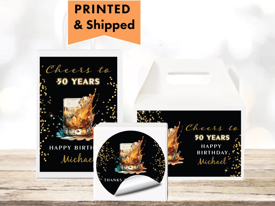 Whiskey Black Gold Glitter Surprise Party Cognac Scotch Liquor Elegant ...