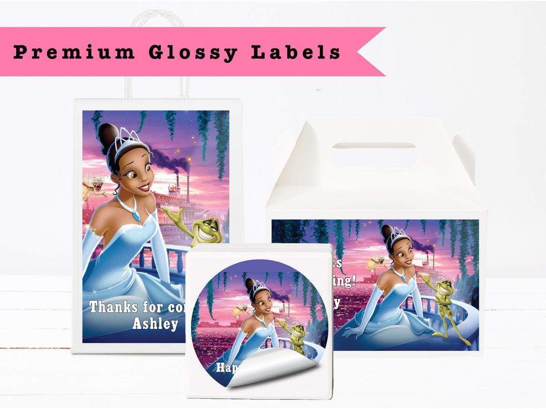Princess Tiana Princess and the Frog PRINTED GLOSSY LABELS for Party ...