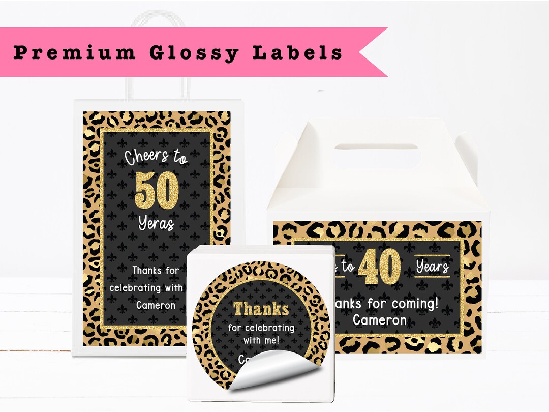 Cheetah Leopard Animal Print Black Gold Glam Glitter Any Age PRINTED ...