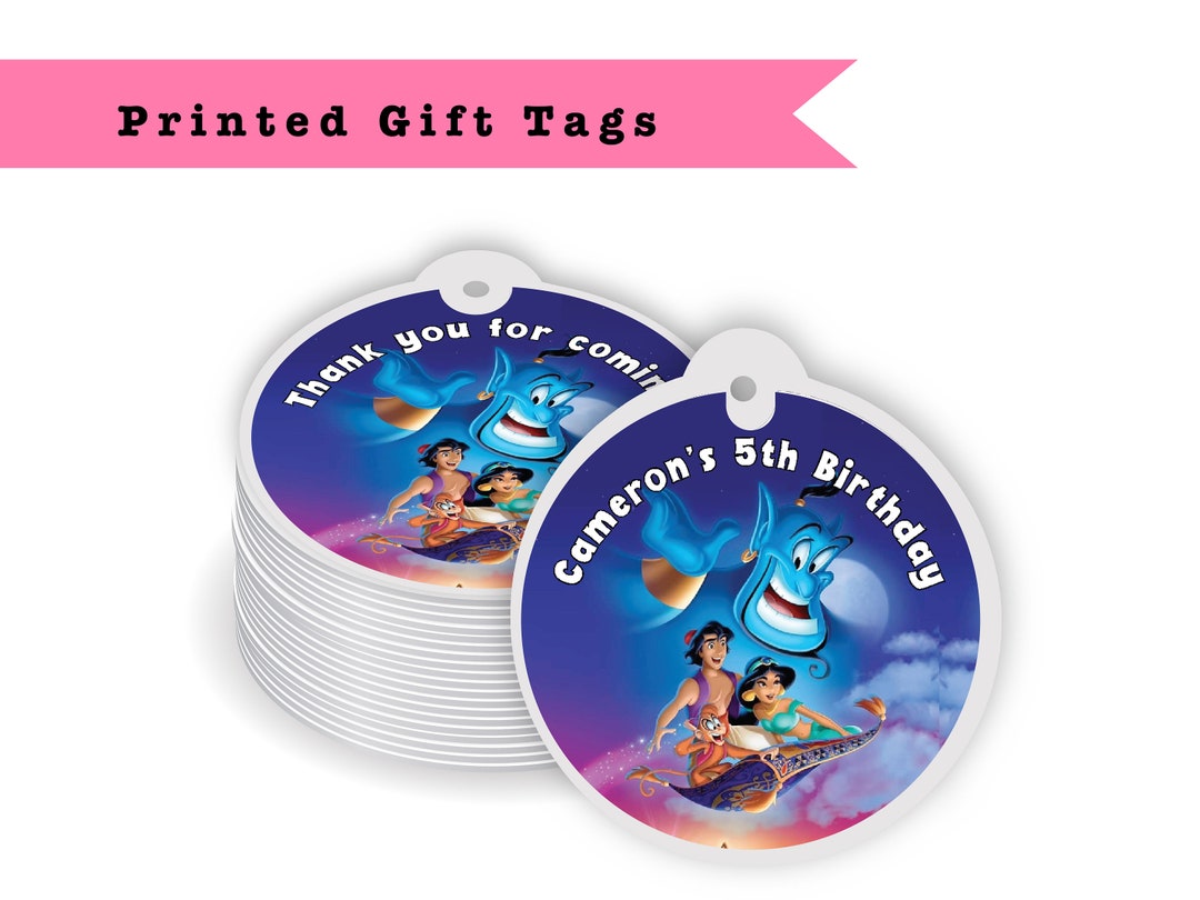 Aladdin Jasmine Princess Genie - PRINTED GIFT TAGS - Thank You Card for ...