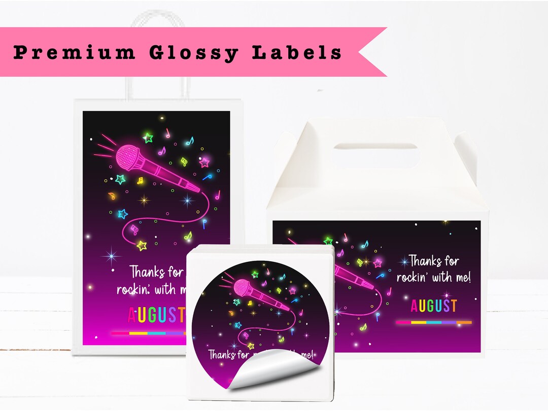 Neon Glow Karaoke Singing Music Microphone Bright Pink Colorful PRINTED ...