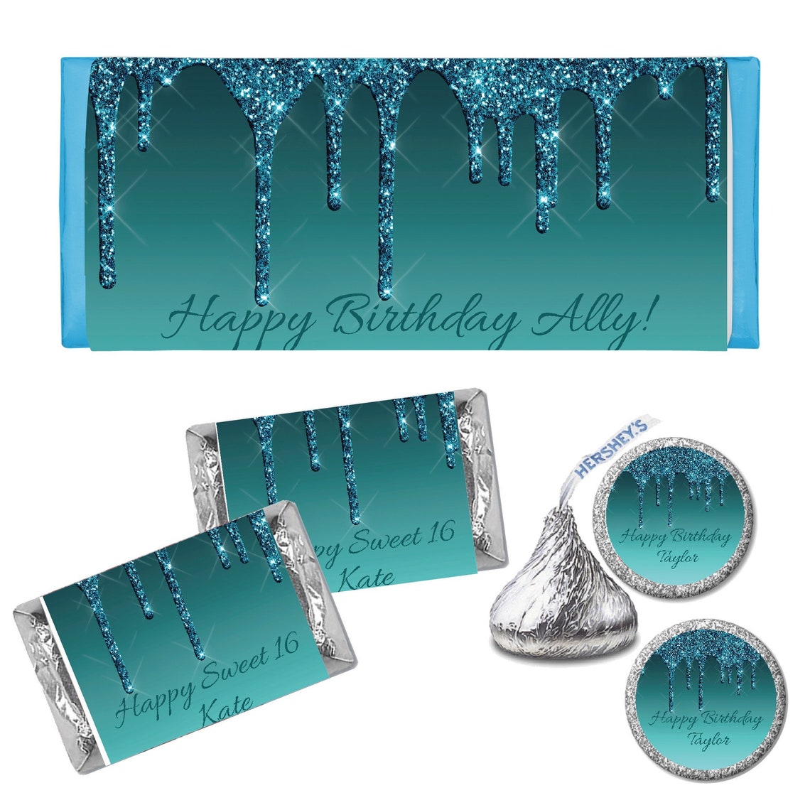Turquoise Teal Blue Dripping Glitter Metallic Sparkle Luxury - Etsy