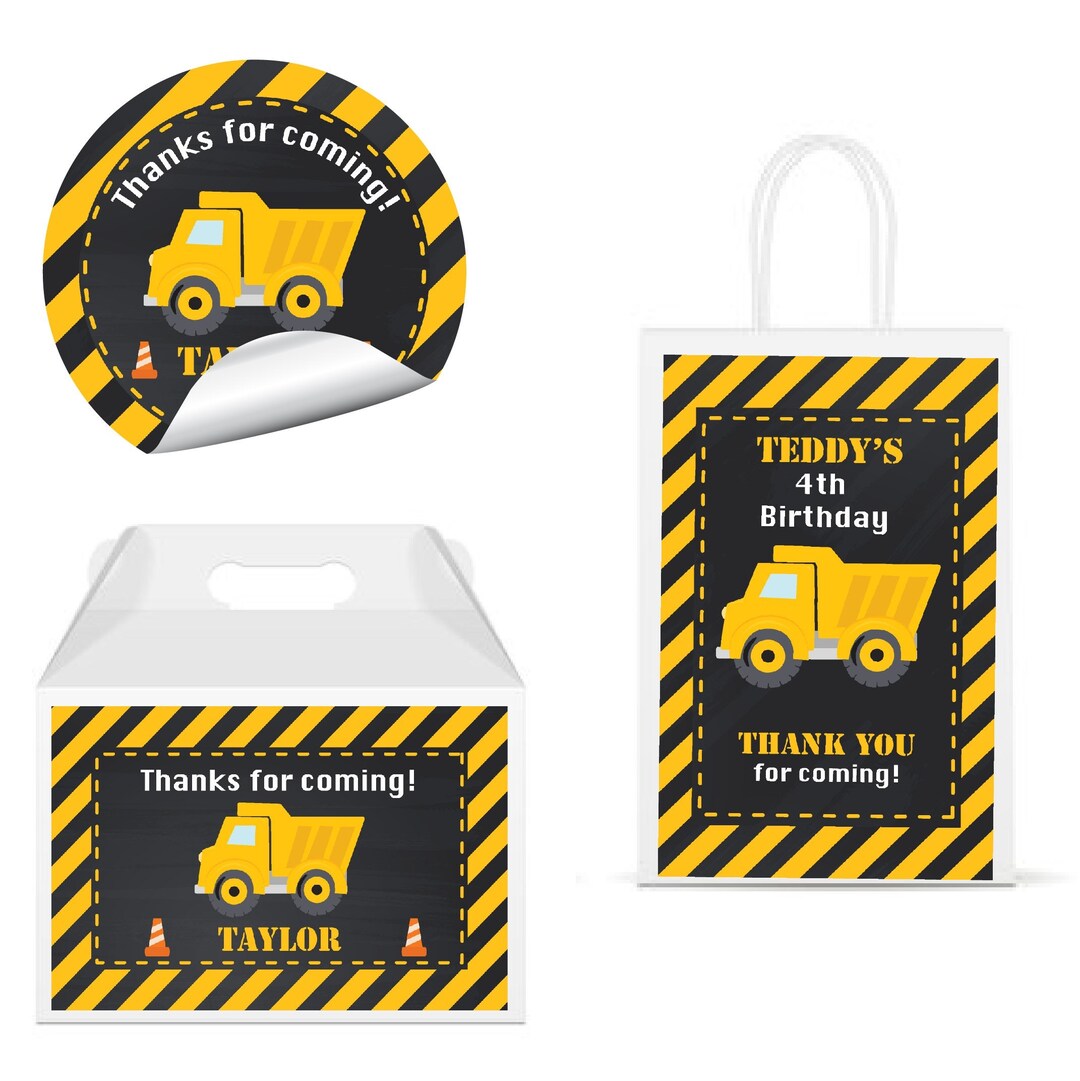 Dump Truck Under Construction Zone - PRINTED GLOSSY LABELS -party Favor ...