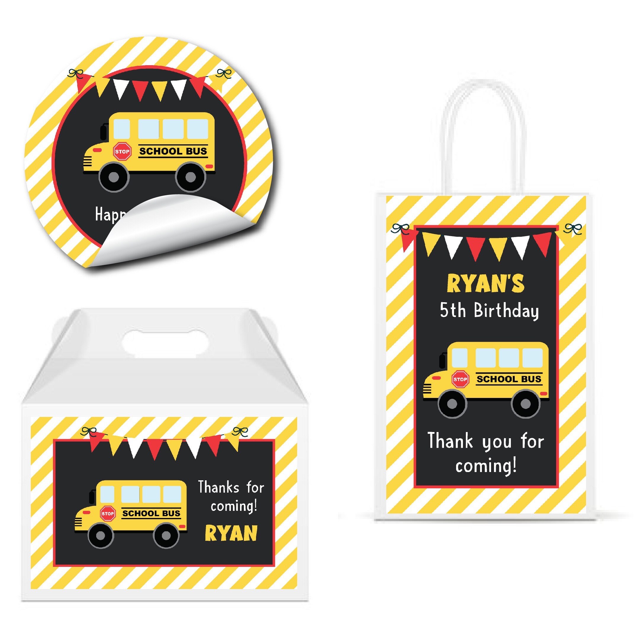 School Bus Wheels on the Bus PRINTED GLOSSY LABEL Party Favor | Etsy