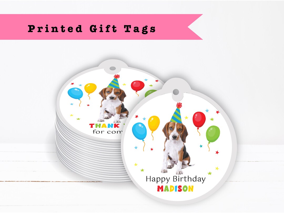 Beagle in Party Hat Puppy Dog Balloons Kids Birthday Party PRINTED GIFT ...