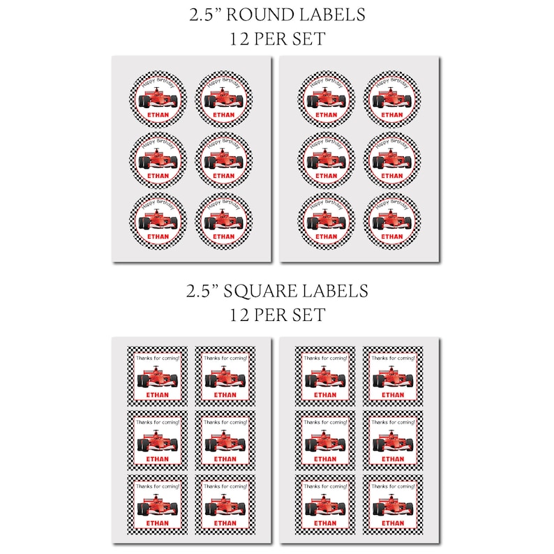 Red Race Car Checkered Flag Two Fast Racing PRINTED GLOSSY - Etsy