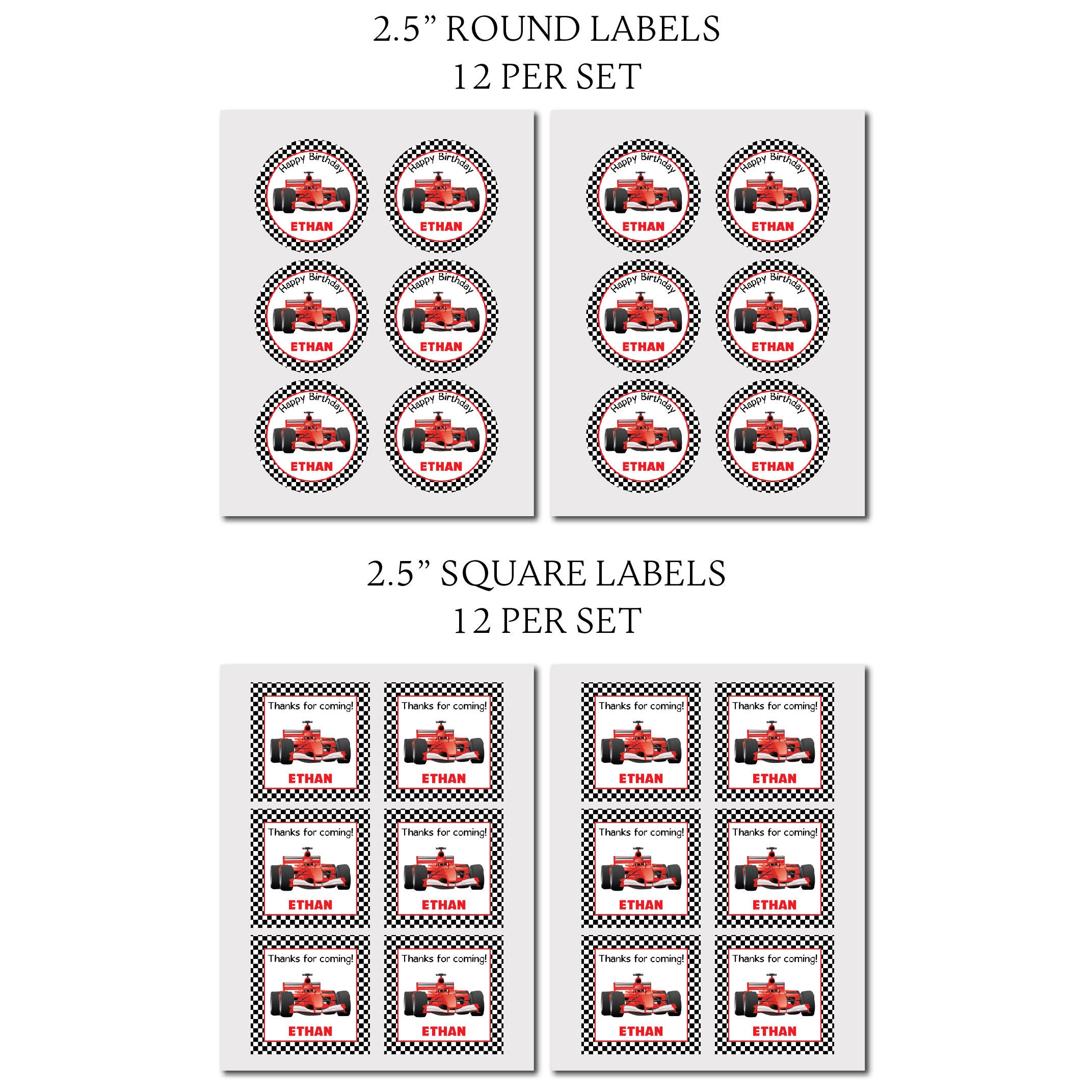 Red Race Car Checkered Flag Two Fast Racing PRINTED GLOSSY - Etsy