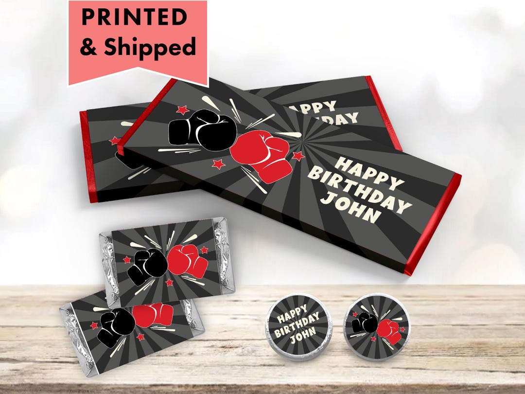 Boxing Party Theme Boxing Gloves - PRINTED CANDY BAR Wrappers Labels ...