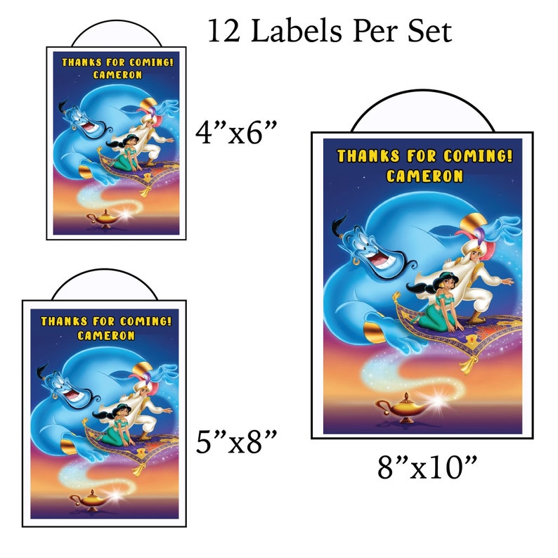 Aladdin Princess Jasmine PRINTED GLOSSY LABELS for Party - Etsy