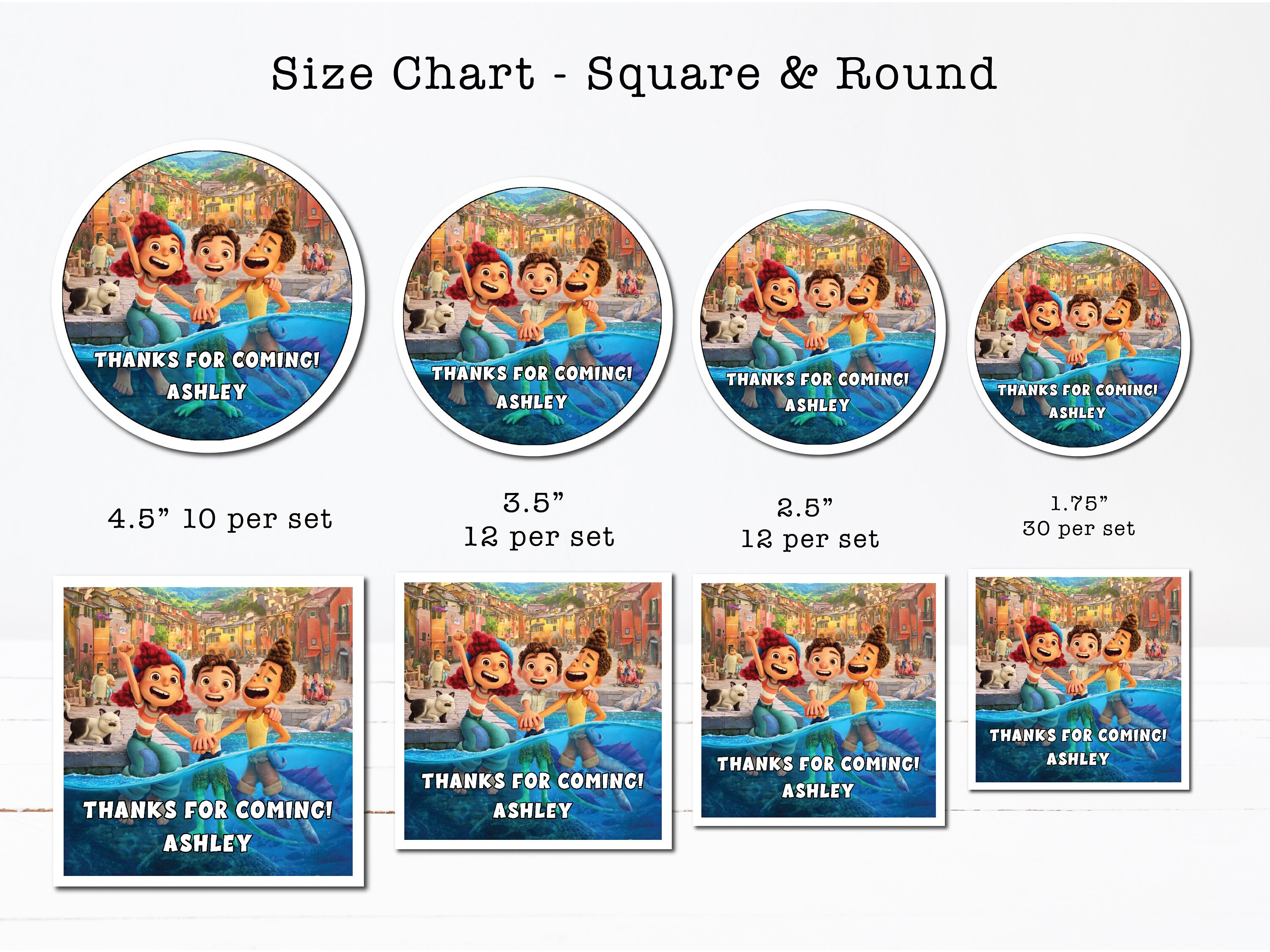 Luca PRINTED GLOSSY LABELS for Party Favor Bags Gable - Etsy