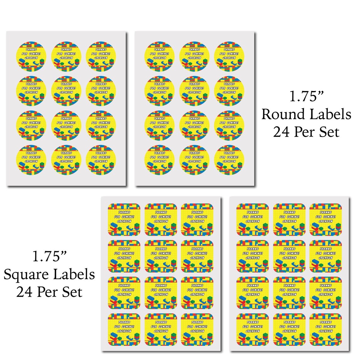 Colorful Bricks Building Blocks PRINTED GLOSSY LABELS For - Etsy.de