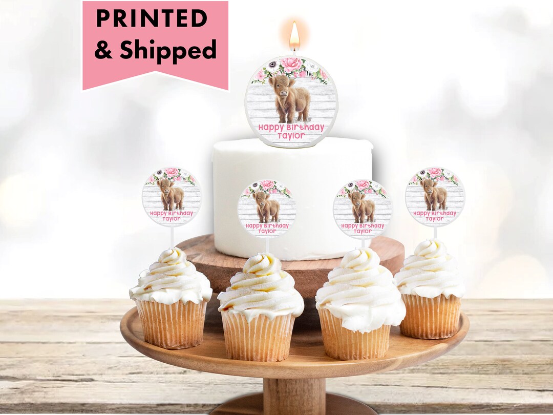 Holy Cow Rustic Highland Cow Girl Party Decorations Pink Floral - Cake ...