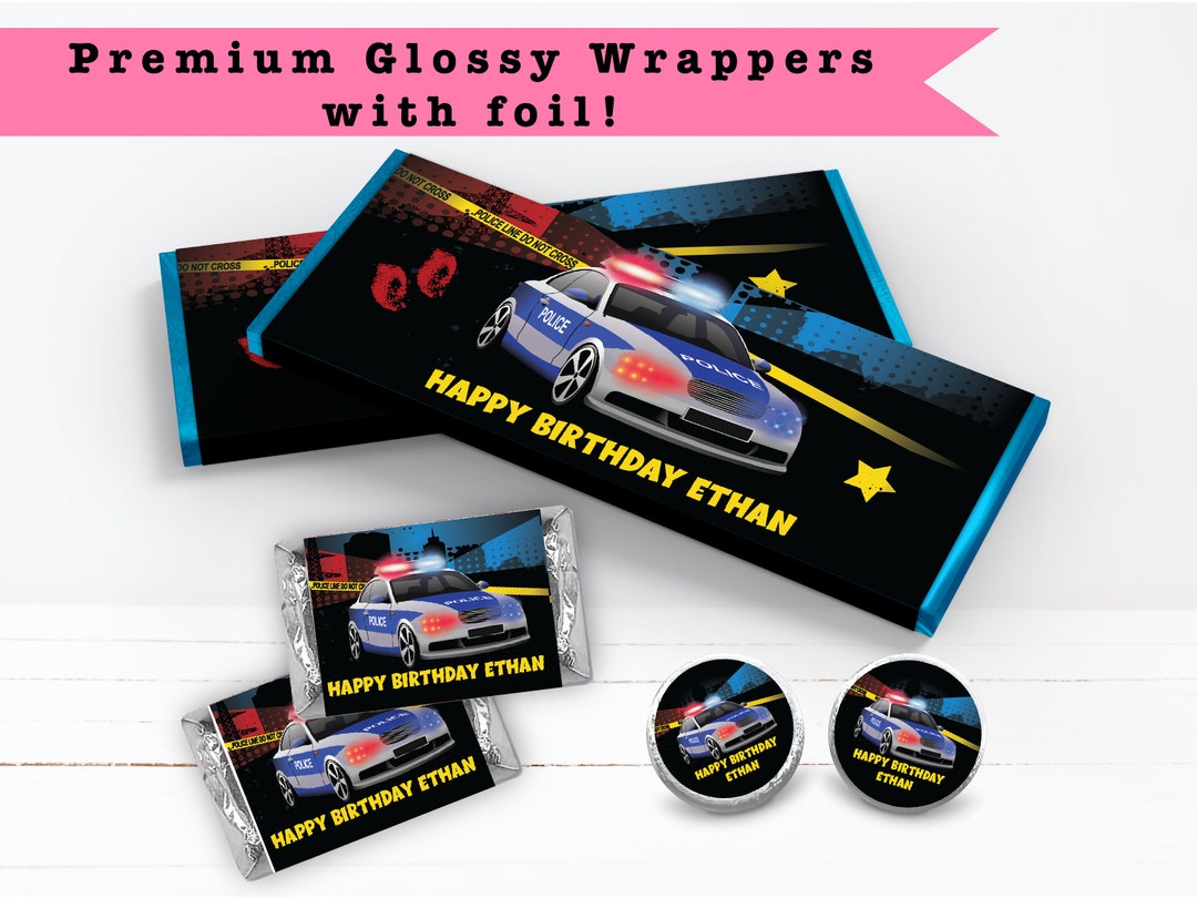Police Car Law Enforcement Fighting Crime - PRINTED CANDY WRAPPERS ...