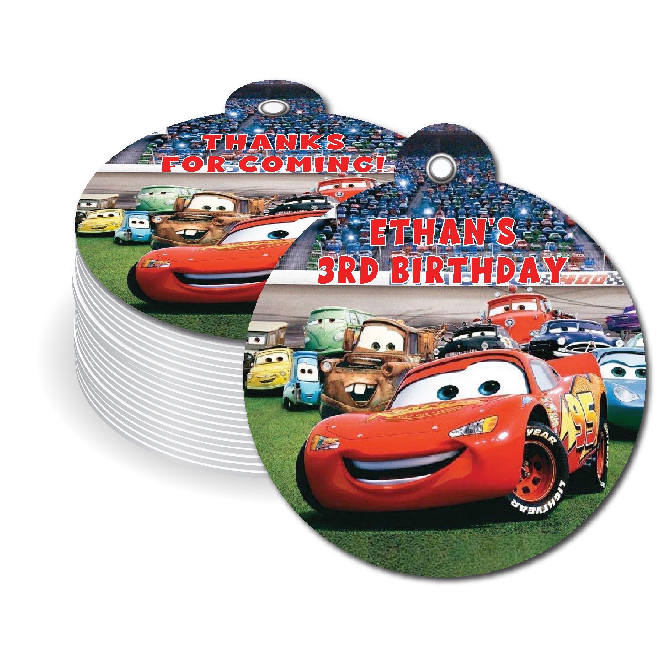 Cars Lightning Mcqueen PRINTED GIFT TAGS Thank You Card | Etsy