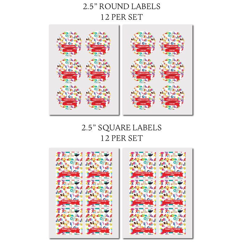 Abc 123 Colorful Alphabet Letters PRINTED GLOSSY LABELS - Etsy