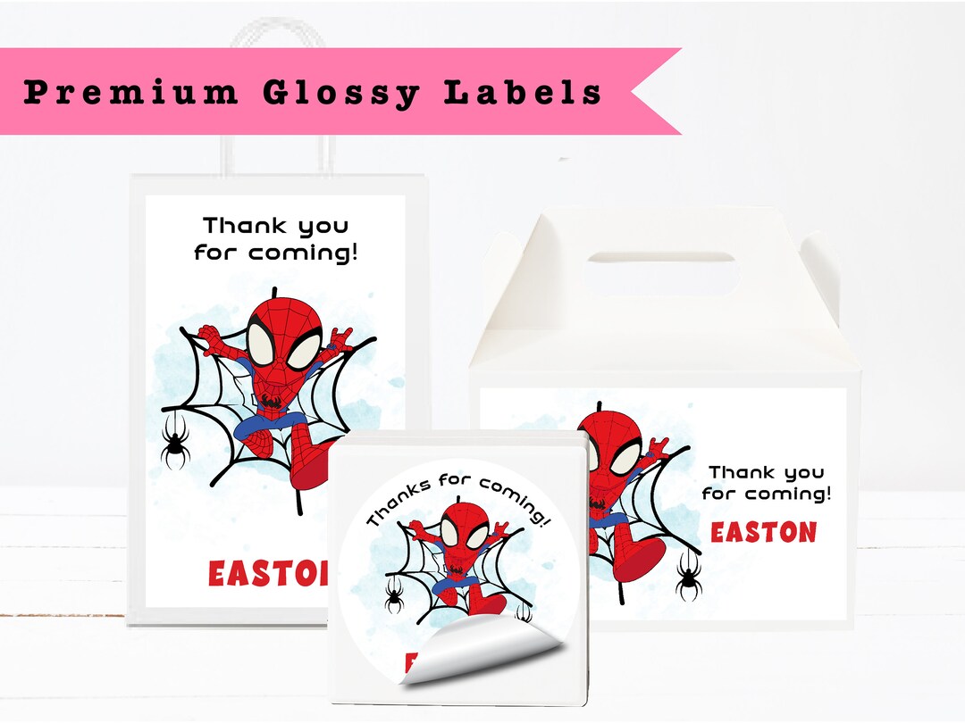 Superhero Spider Spider Web Spidey Spider Man PRINTED GLOSSY LABELS for ...