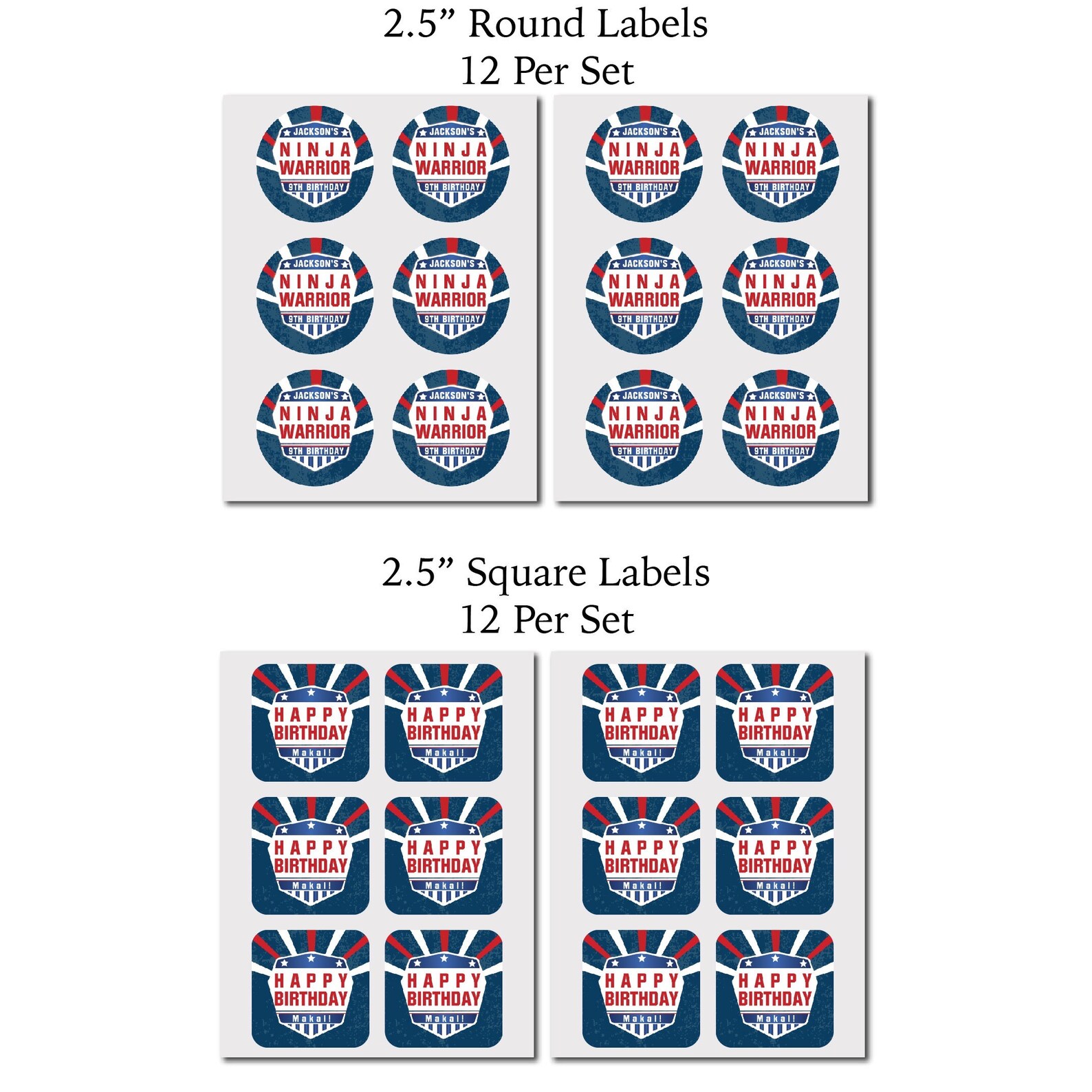 Ninja Warrior Inspired PRINTED GLOSSY LABELS for Party - Etsy