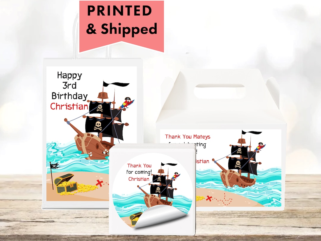 Pirate Ship Treasure Chest Two the Sea Dive Into Five Ahoy Matey Glossy ...