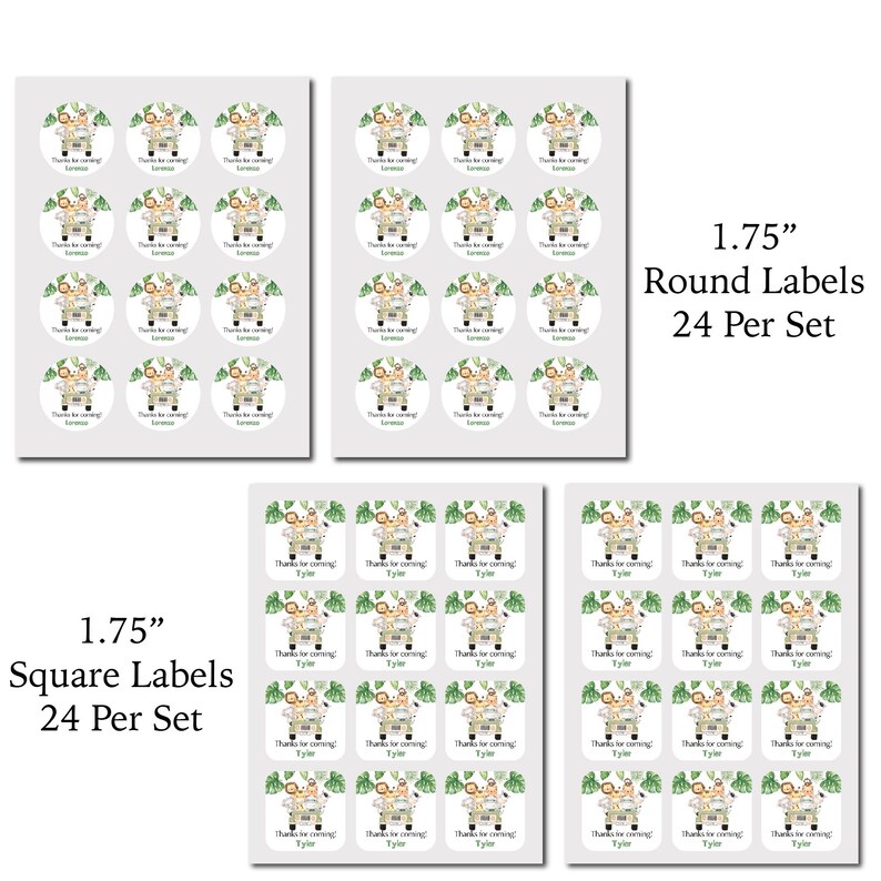 Wild Safari Animals Jeep in Jungle PRINTED GLOSSY LABELS - Etsy