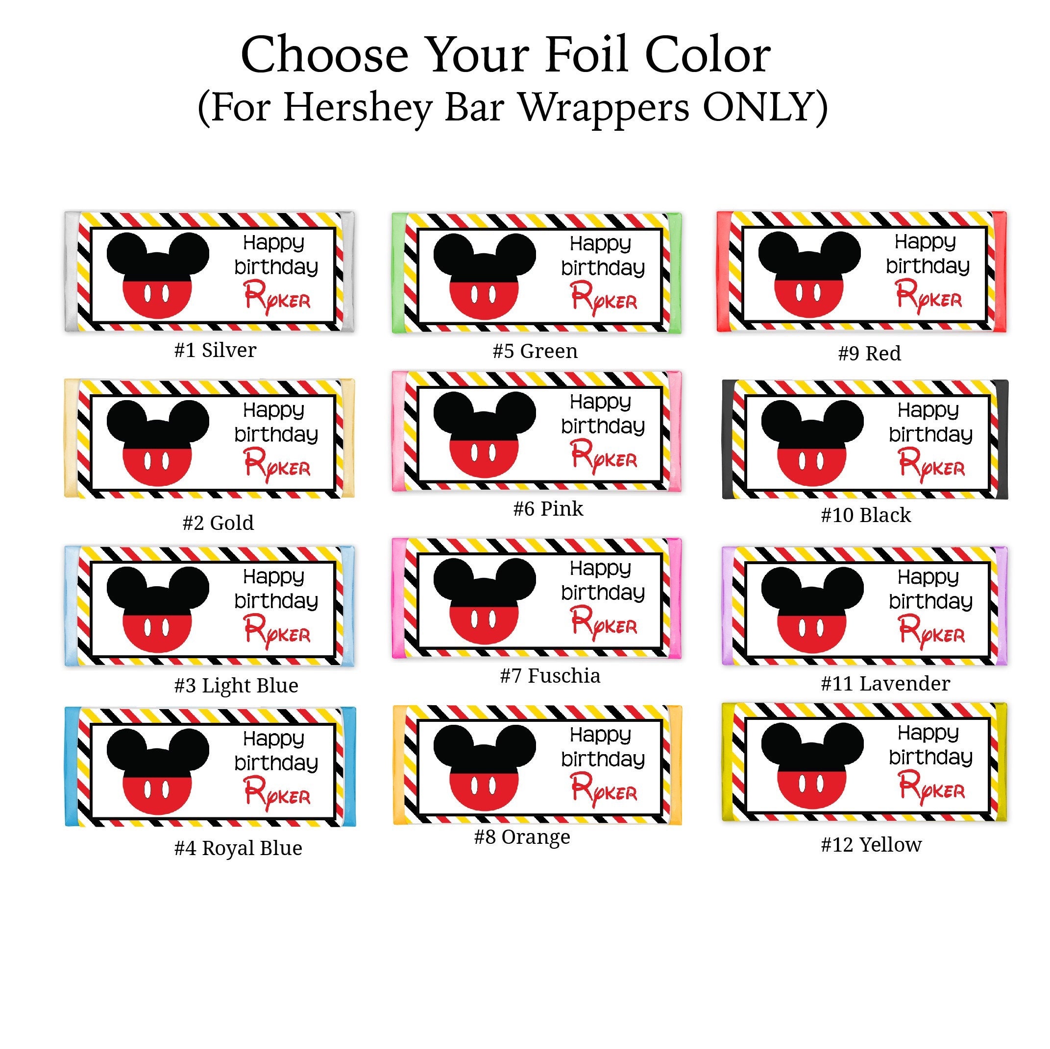 Mickey Mouse Inspired Mouse Head PRINTED CANDY BAR Wrappers - Etsy