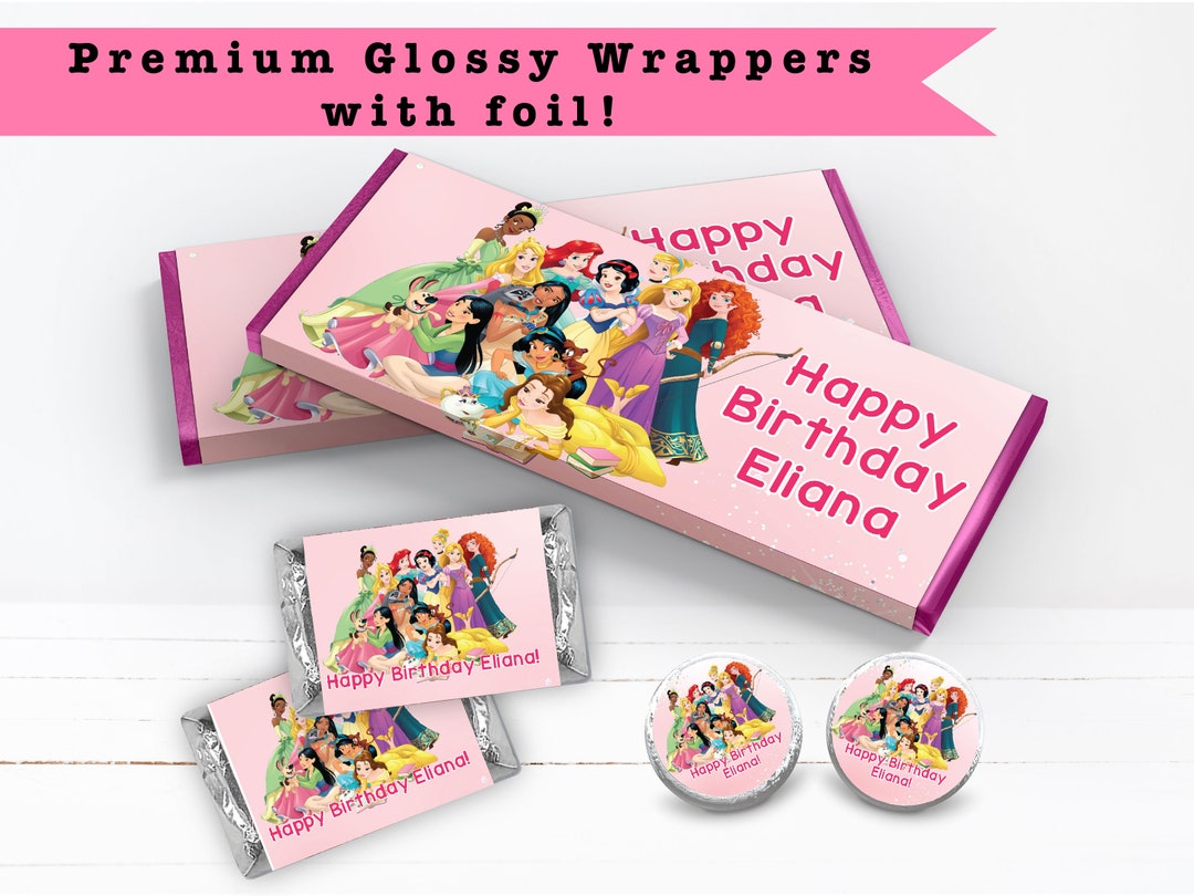 Princess All Princesses PRINTED CANDY BAR Wrappers Chocolate Bar Kiss ...