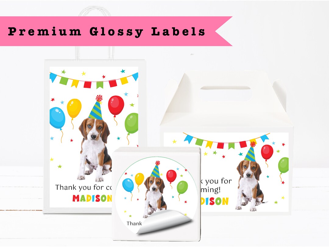 Beagle in Party Hat Puppy Dog Balloons Kids Birthday Party PRINTED ...