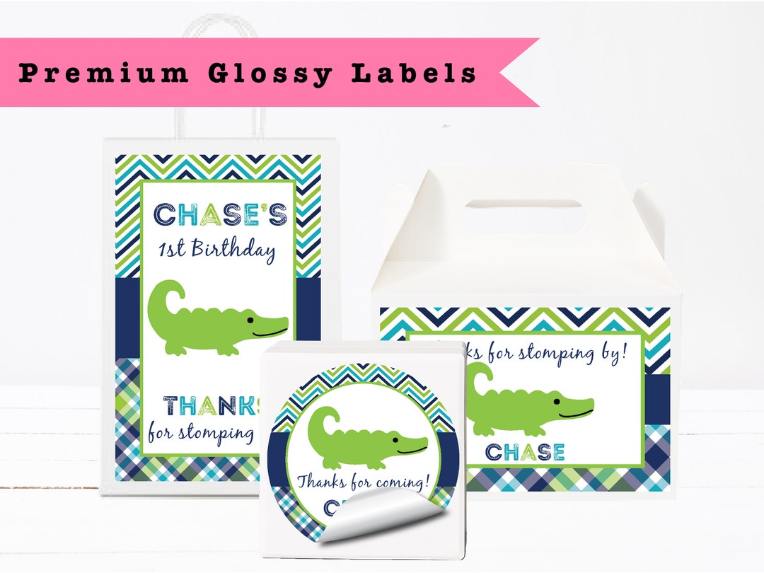 Alligator Crocodile Reptile Party - PRINTED GLOSSY LABELS - for Party ...