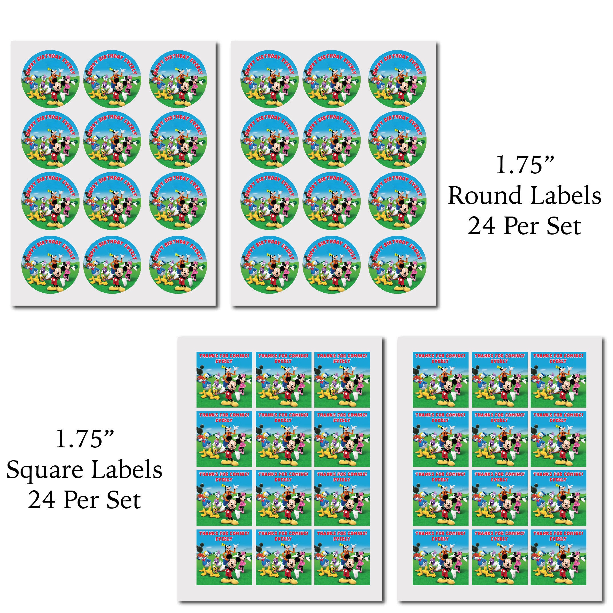 Mickey Mouse Clubhouse Inspired PRINTED GLOSSY LABELS for - Etsy