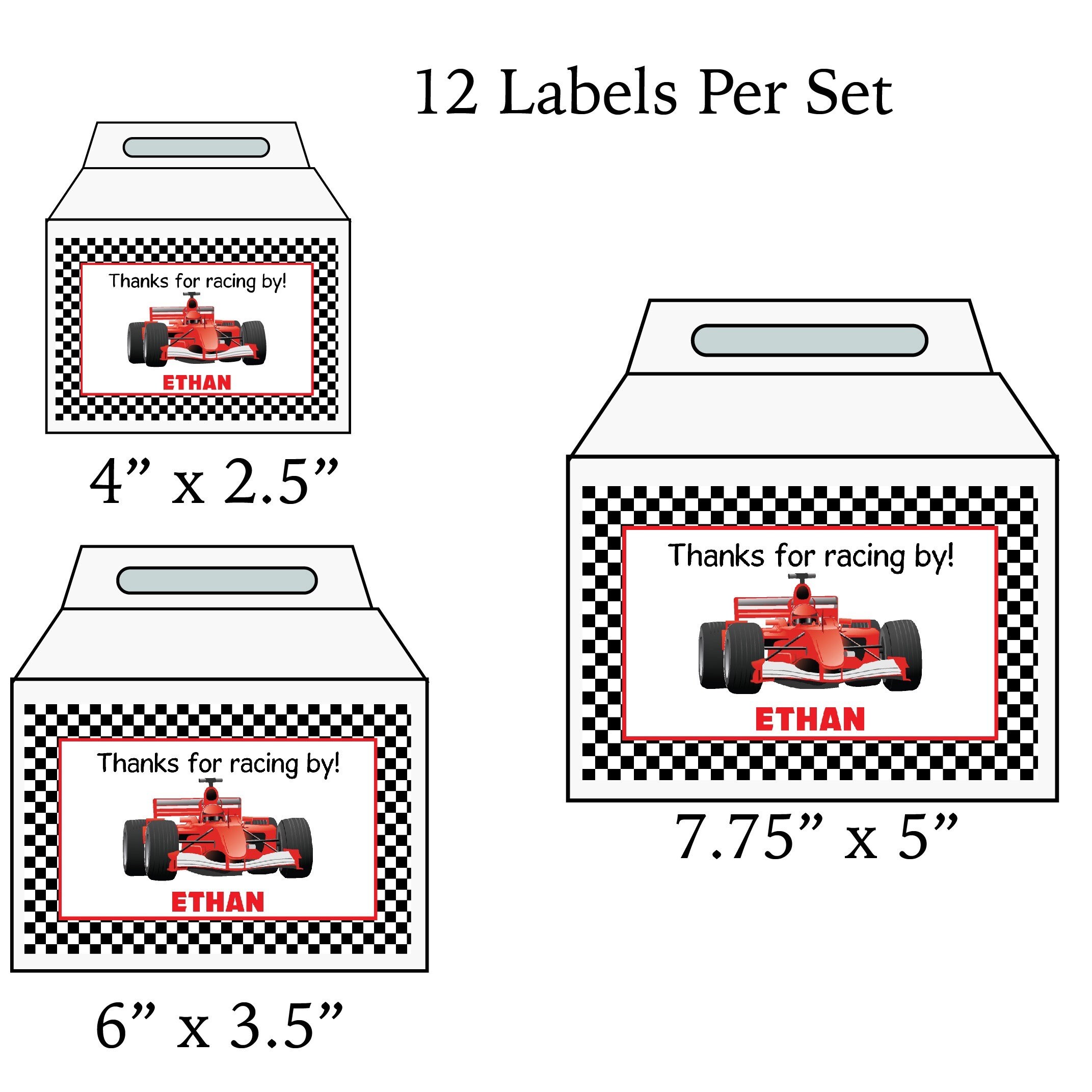 Red Race Car Checkered Flag Two Fast Racing PRINTED GLOSSY | Etsy