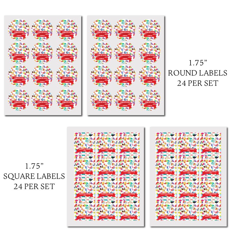 Abc 123 Colorful Alphabet Letters PRINTED GLOSSY LABELS - Etsy