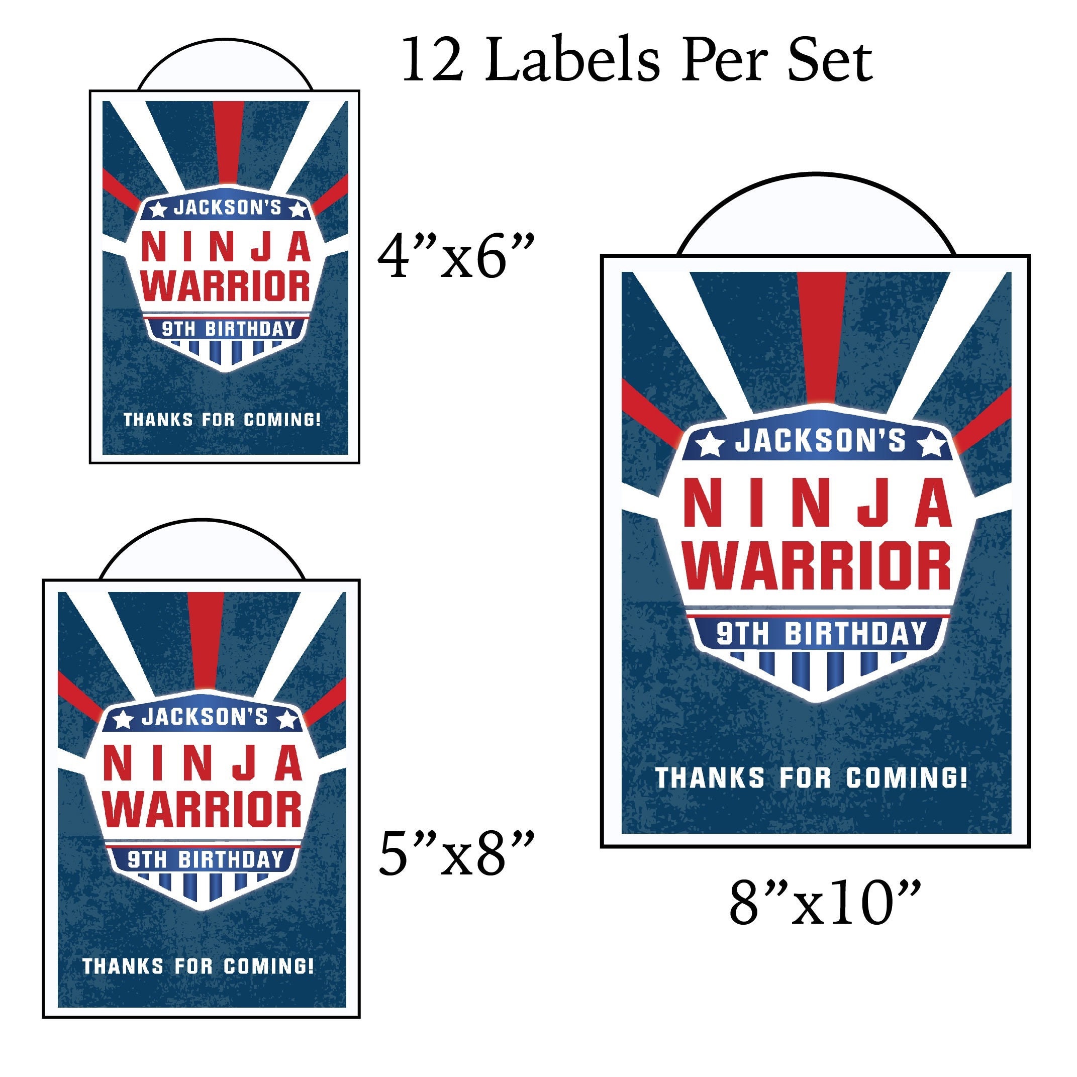 Ninja Warrior Inspired PRINTED GLOSSY LABELS for Party - Etsy