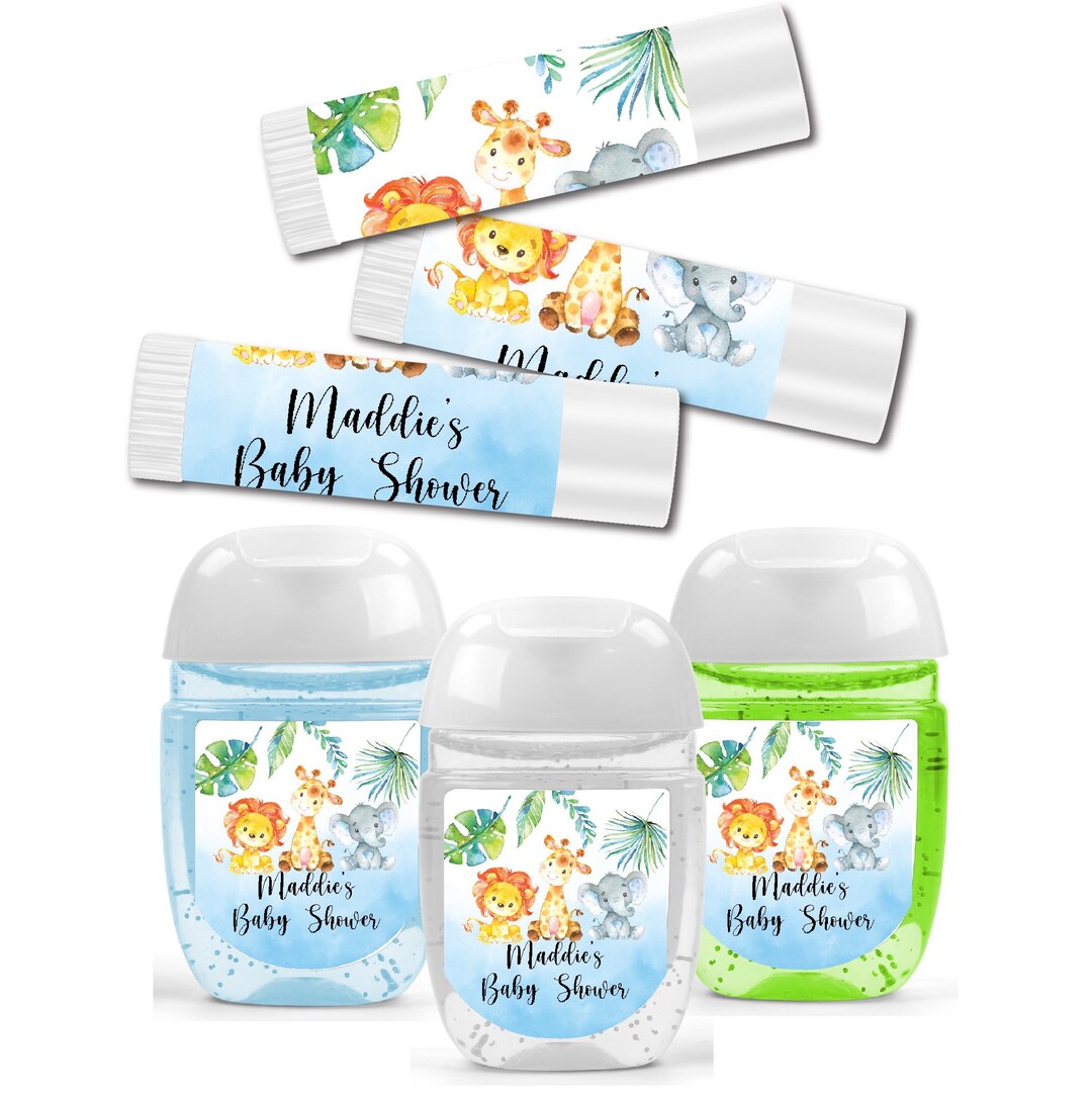 Sweet Safari Jungle Animals Blue Watercolor - Lip Balms Chap Stick or ...