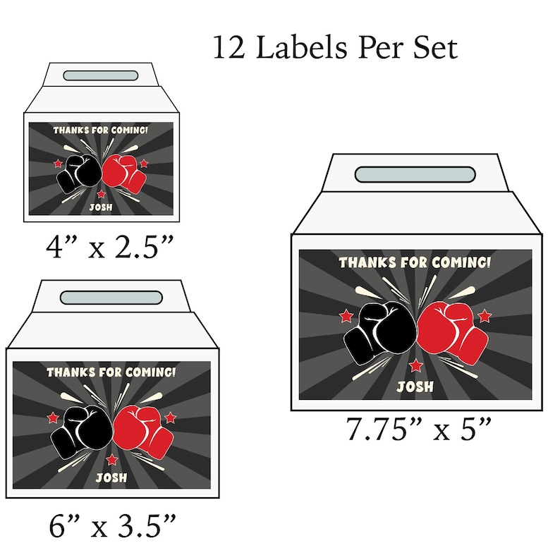 Boxing Themed Boxing Gloves PRINTED GLOSSY LABELS for | Etsy