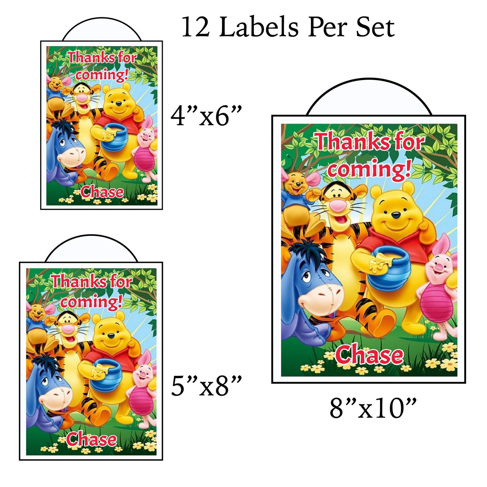 Winnie-the-pooh PRINTED GLOSSY LABELS for Party Favor - Etsy