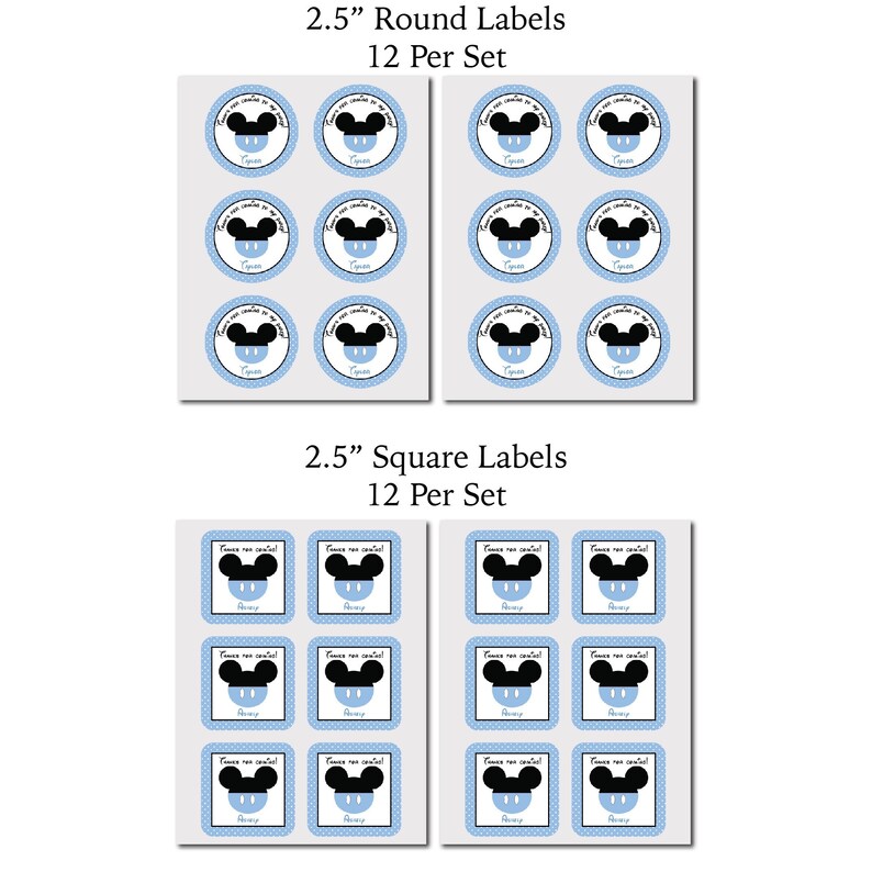 Mouse Head Mickey Inspired PRINTED GLOSSY LABELS for Party - Etsy