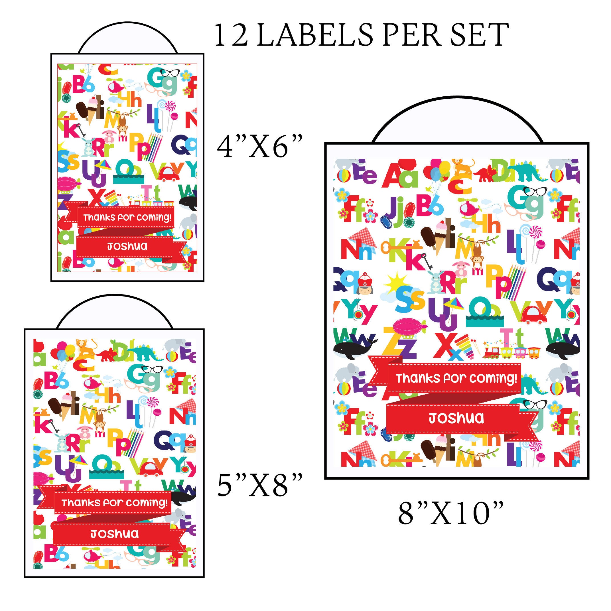 Abc 123 Colorful Alphabet Letters PRINTED GLOSSY LABELS - Etsy