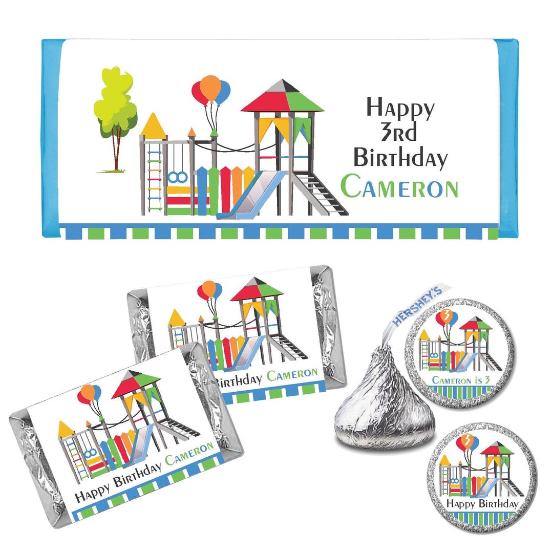 Playground Party at the park Slide Swing - PRINTED CANDY BAR Wrappers ...