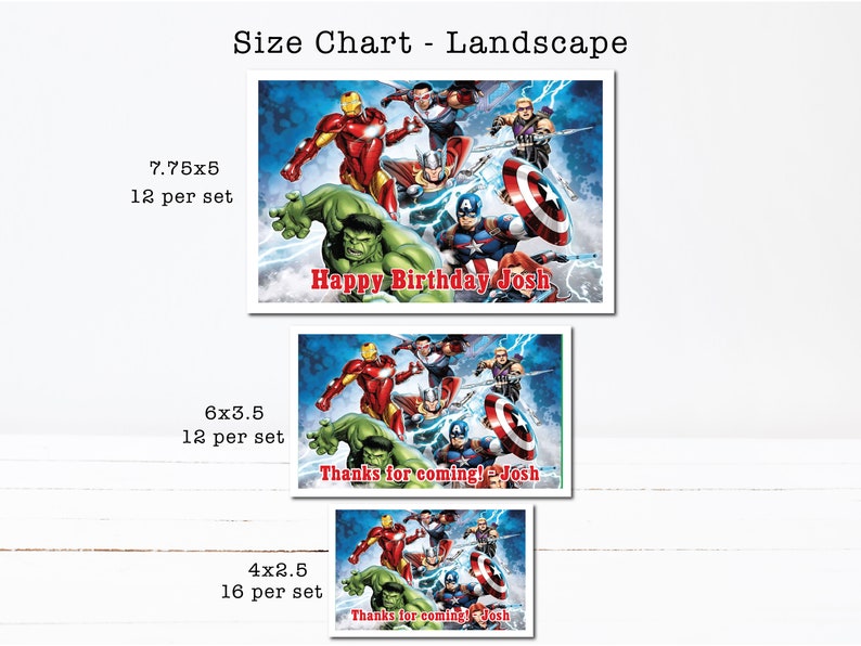 Avengers - PRINTED GLOSSY LABELS - for Party Favor Bags, Gable Boxes ...
