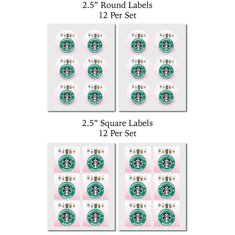 Coffee House Cafe Latte PRINTED GLOSSY LABELS for Party | Etsy