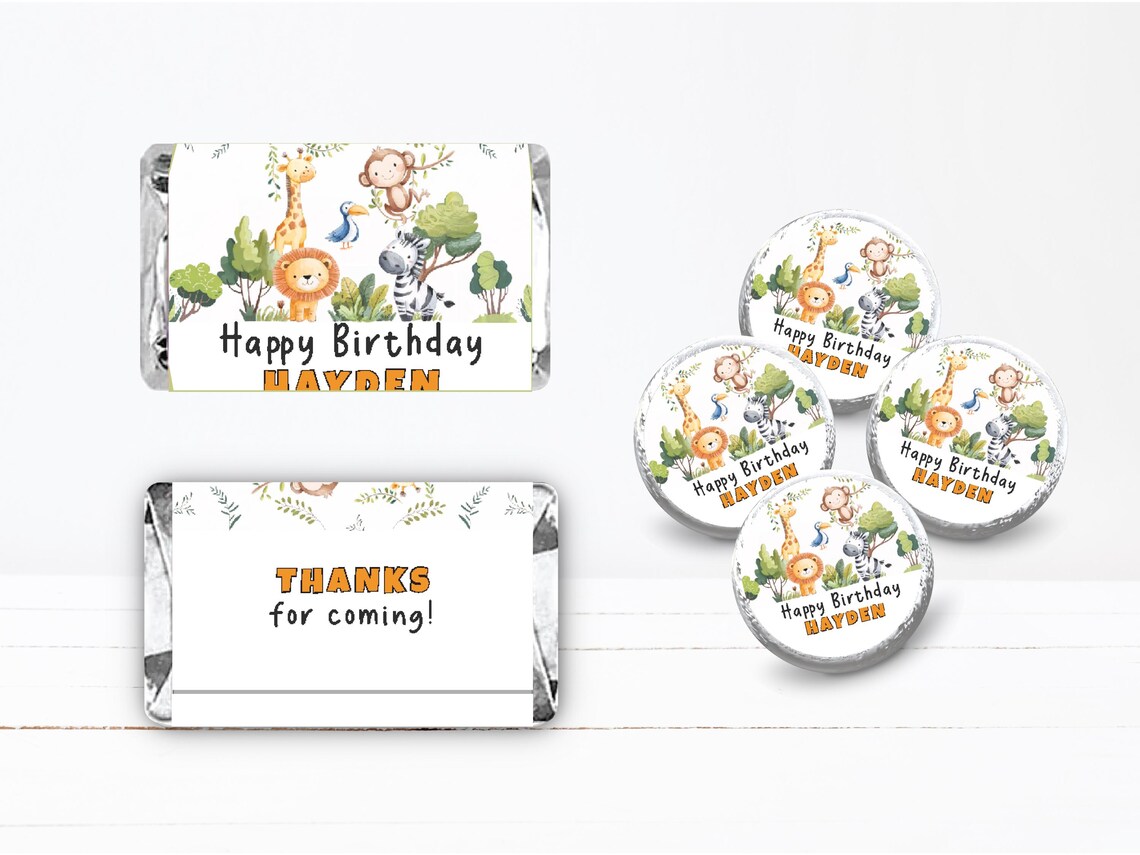 Sweet Safari Animals Greenery Foliage Jungle Lion Giraffe Zebra Monkey ...