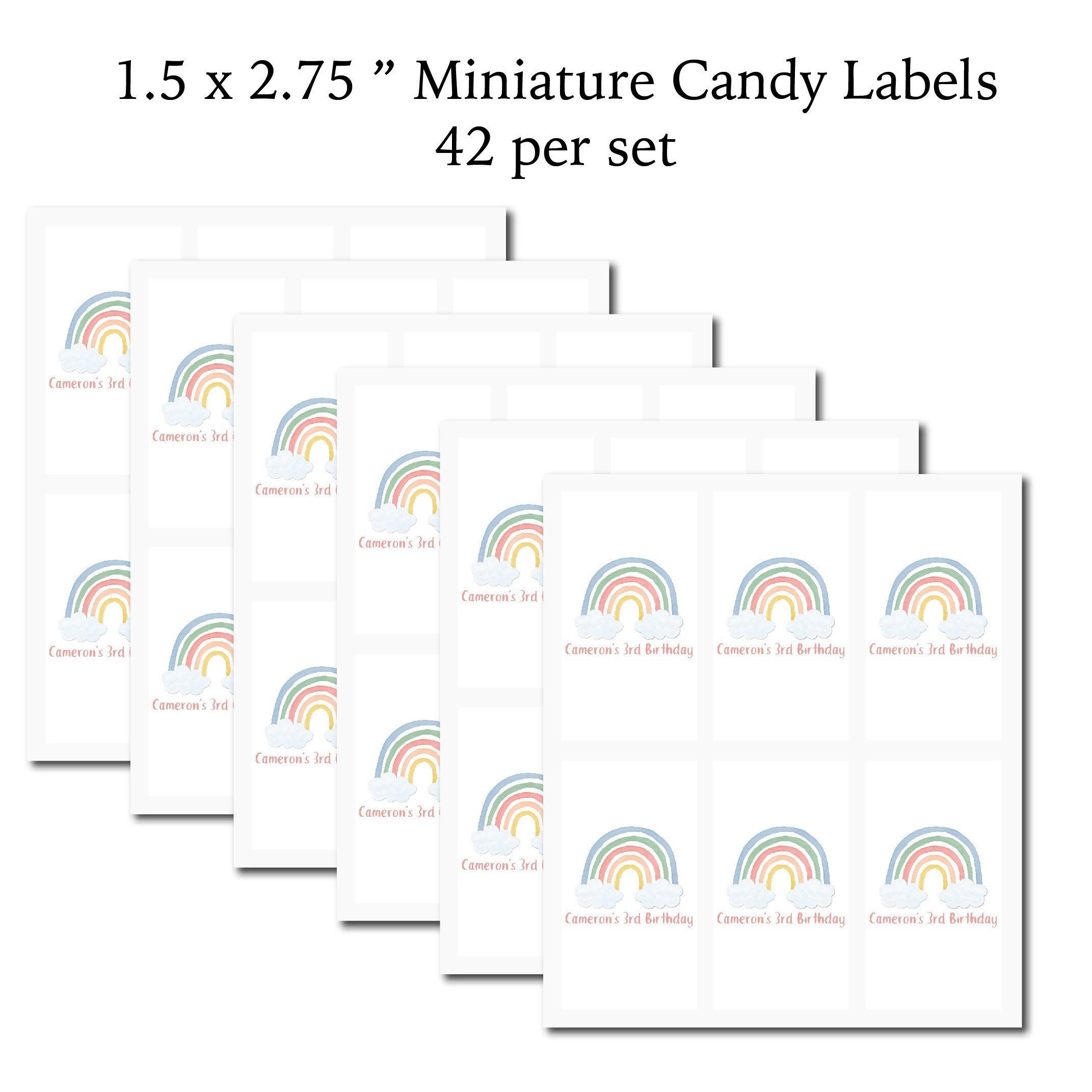 Pastel Watercolor Rainbow PRINTED CANDY BAR Wrapper Labels - Etsy
