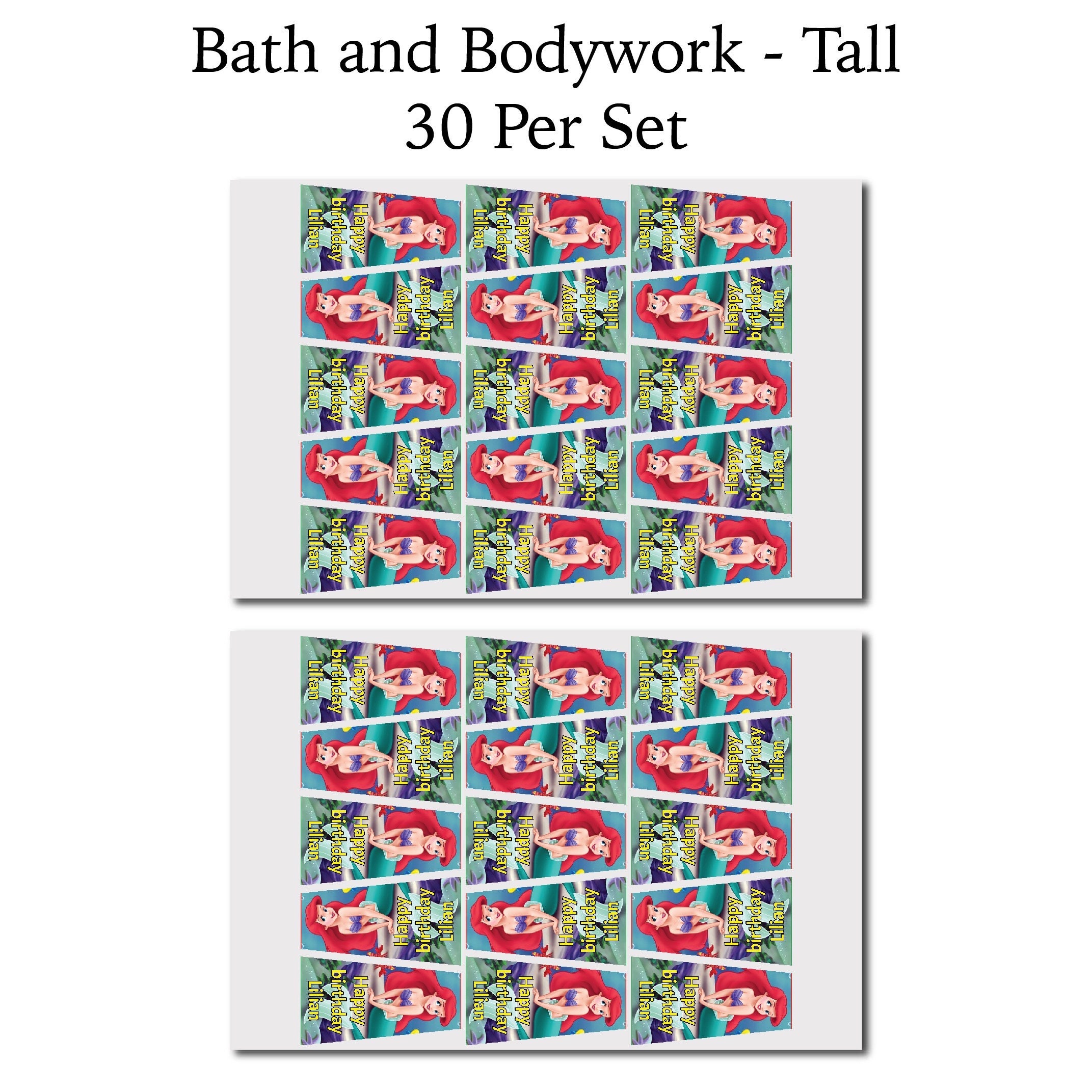 The Little Mermaid Princess Ariel PRINTED GLOSSY LABELS - Etsy