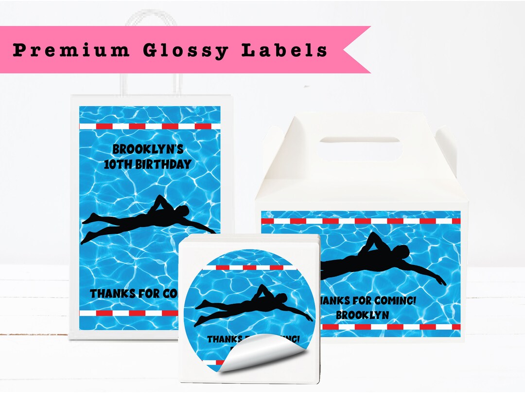 Swimming Pool Party Blue Water Swimmer Silhouette Summer Swim Party ...