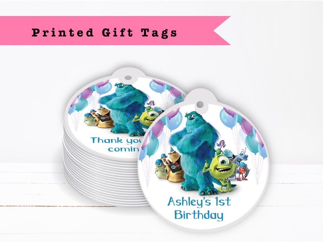 Monsters Inc - PRINTED GIFT TAGS - Thank You Card for Party Favor Bags ...