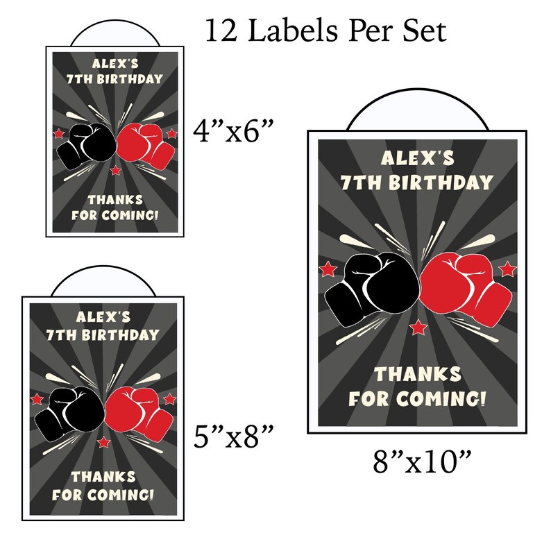 Boxing Themed Boxing Gloves PRINTED GLOSSY LABELS for | Etsy